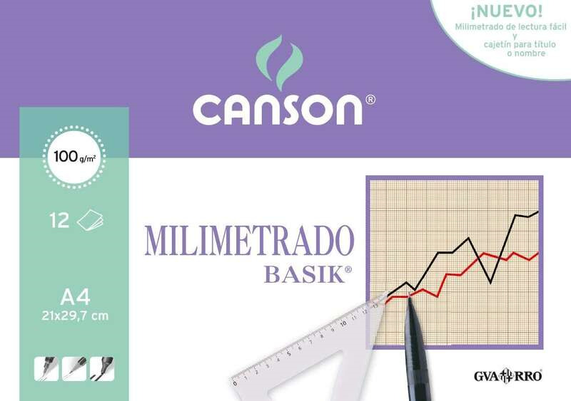 Canson Minipack de 12 Hojas A4 - Milimetrado Basik - 21x29.7cm - 100g ...