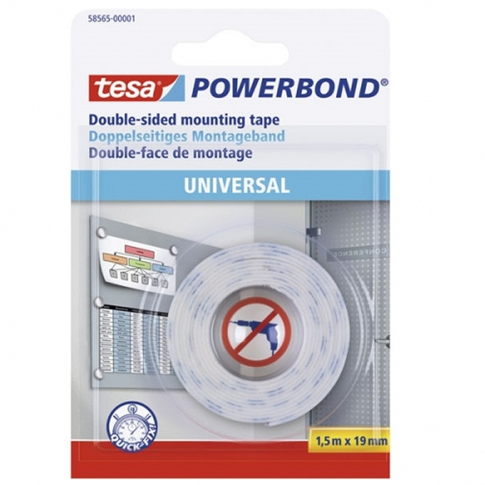 Tesa Powerbond Cinta Adhesiva Doble Cara 19mm x 1.5 Metros - Para ...